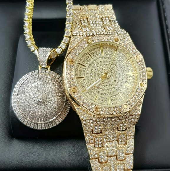 Accessories | Brand New Iced Out Diamond Simulated Chain Combo | Poshmark